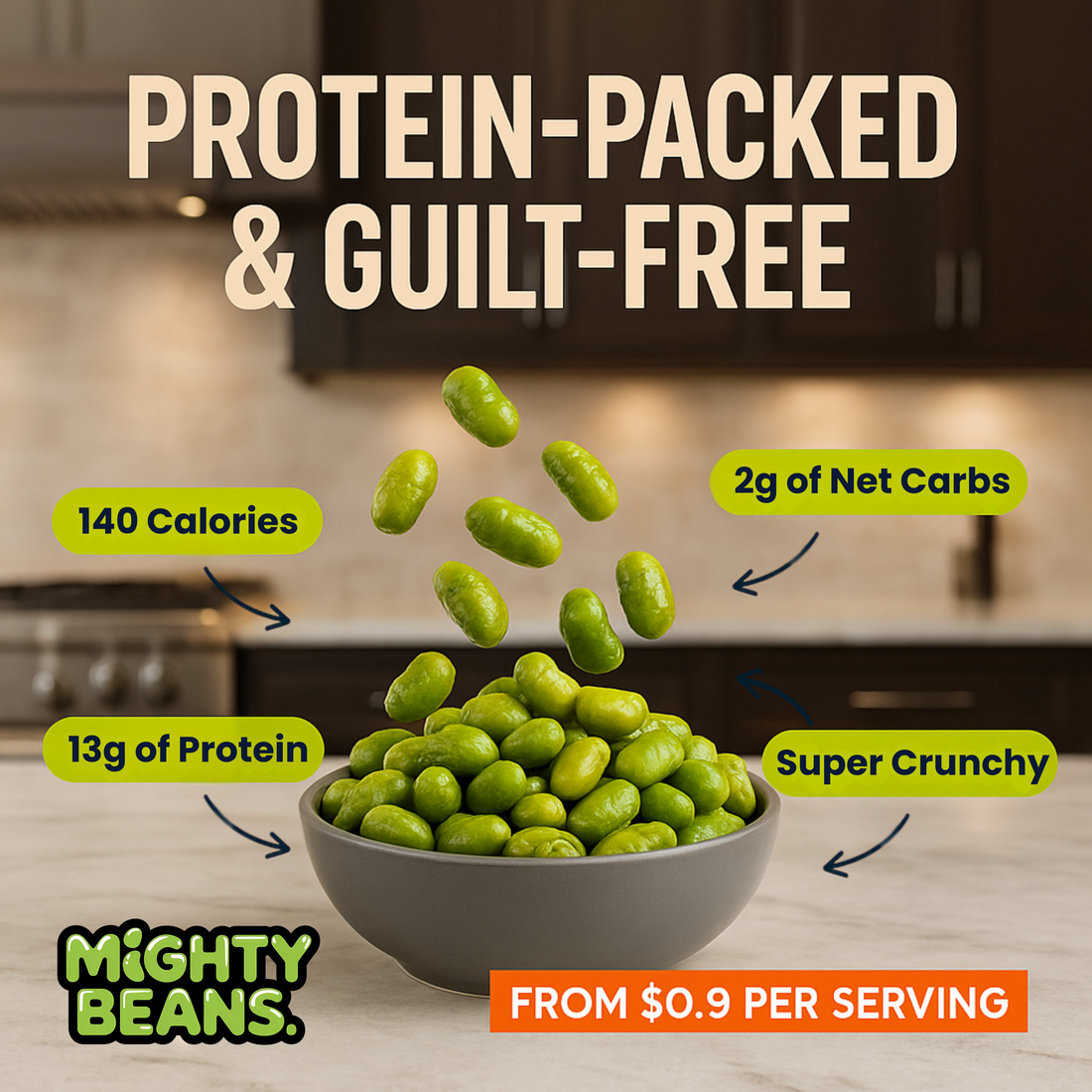 Mighty Beans - High Protein, Low Carb, Guilt-Free Edamame Snacks